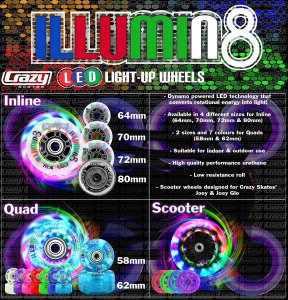 WHEEL LED LIGHT UP INLINE (roller blades) ASSORTED – Hockey Locker NZ